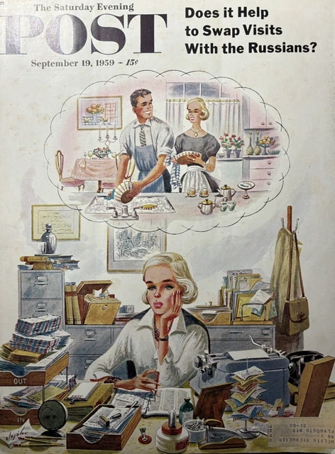 1959 CONSTANTIN ALAJALOV Saturday Evening Post Daydreaming Magazine ...