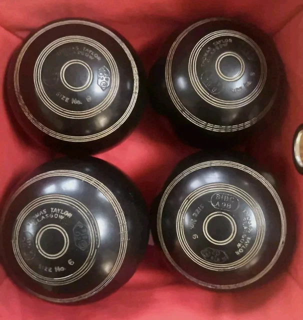 THOMAS TAYLOR SIZE No. 6 Lignoid Lawn Bowls Set of 4 - Good Preowned ...