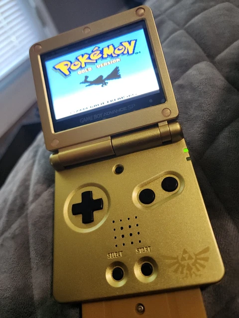 GAME BOY ADVANCE SP Zelda Gold Reshell! Huge Bundle! IPS V2 Light ...