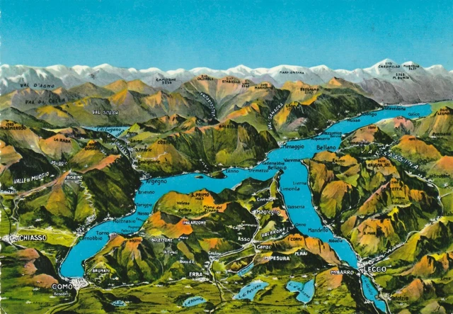 AK MAP, LANDKARTE, Panoramakarte **LAGO DI COMO** II EUR 1,00 - PicClick DE