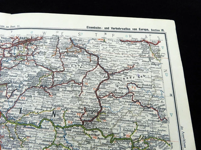 RAILWAY MAP OF Germany Cologne German Rail Network Routes Antique ...