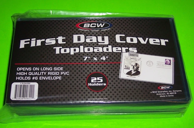 25 FIRST DAY Cover Toploaders, Rigid Pvc,Archival Safe, 7 X 4, For #6 ...