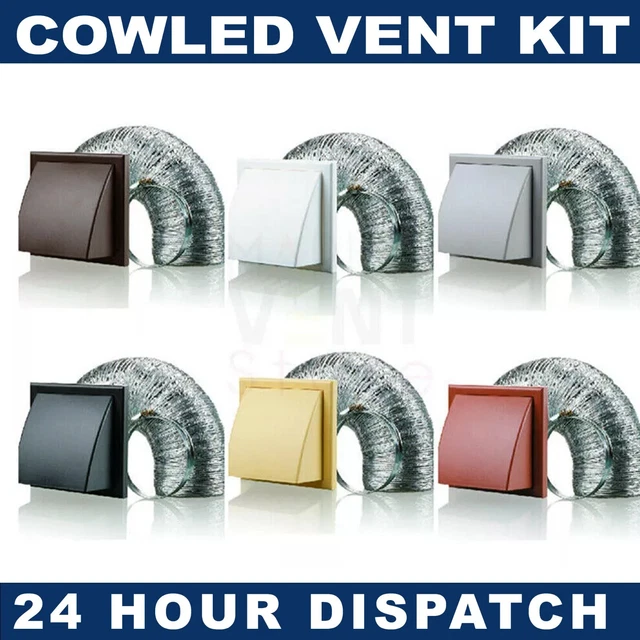 COOKER HOOD DUCT Cowled Vent Kit Fan Extractor Tumble 100mm 125mm 150mm ...