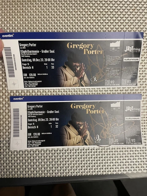 GREGORY PORTER - Original Autogramm auf Eintrittskarte Elbphilharmonie ...