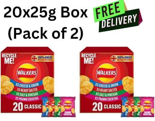 WALKERS CRISPS CLASSIC Variety Multipack Crisps Box 40x25g New Stock ...
