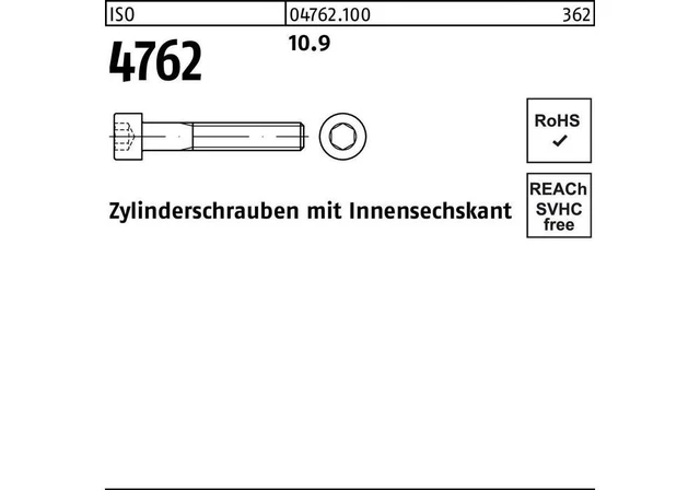 REYHER ZYLINDERSCHRAUBE ISO 4762 m.Innensechskant M 16 x 150 10.9 EUR ...