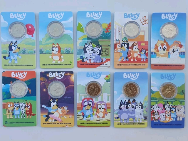 BLUEY COIN SET 2024 $1 Privy Mark Unc- Set of 10 Coins In Cardsl $175. ...