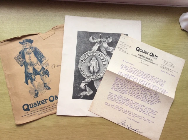 QUAKER OATS 1909 Prize Winner’s Diploma Certificate & Letter~ Fred Lee ...