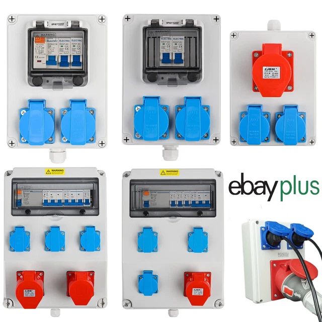 BAUSTROMVERTEILER WANDVERTEILER KOMPLETT Verdrahtet 16A 32A 230V Mit Cee EUR 26,75 - PicClick DE