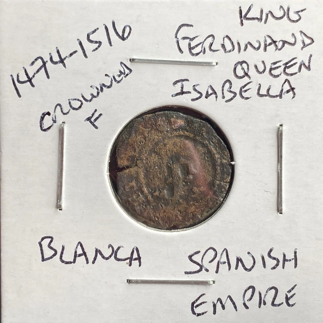 1400’S SPANISH COIN Ferdinand Isabella 1474-1516 Blanca Genuine Rare ...