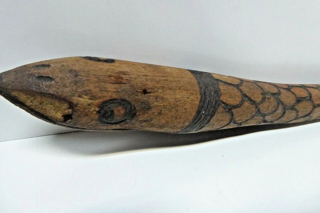 VINTAGE AUSTRALIAN ABORIGINAL Carved Timber Wire Burnt Snake Sculpture ...