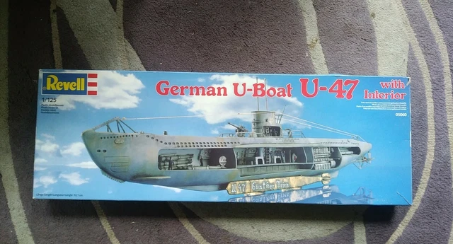 REVELL GERMAN U-BOAT U-47 with Interior. 1/125 Scale Submarine Kit ...