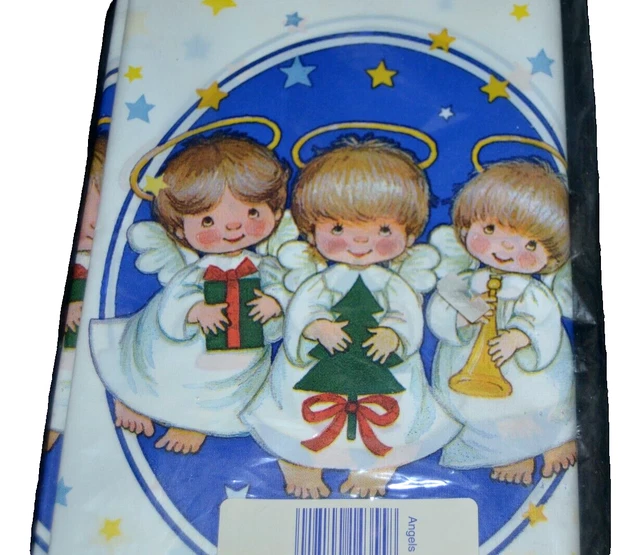 TABLE COVER CHILD ANGELS by American Greetings 54" x 96" USA NIP Vtg ...