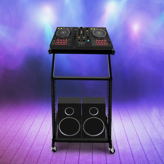 12U MIXER CASE Stand Rolling Rack Mount DJ Studio Equipment Cart Stage ...