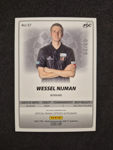 2025 PANINI PDC 2026, Wessel Nijman, Green Auto /25, Netherlands, AU-37 ...