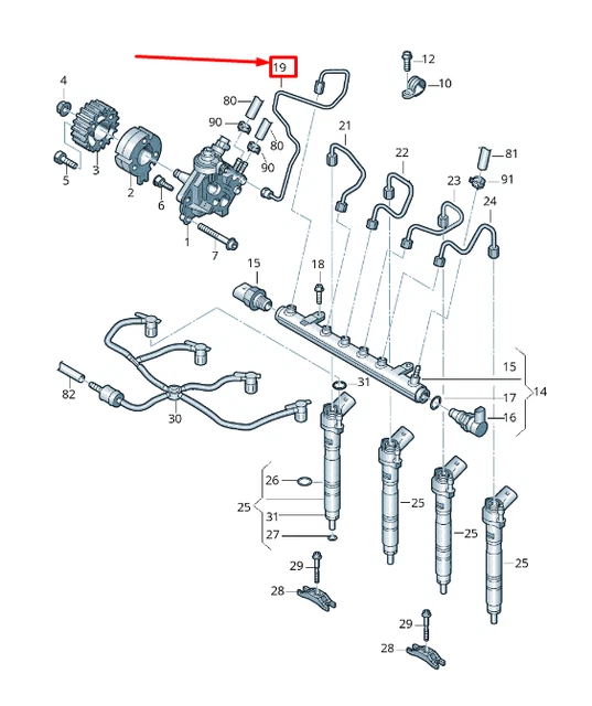 VW AMAROK 2H Tuyau de pression de pompe haute pression 03L130321N ...