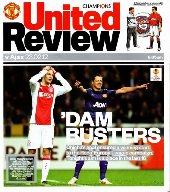 MANCHESTER UNITED V AFC Ajax 2011-2012 Europa League Programme 23/2 ...