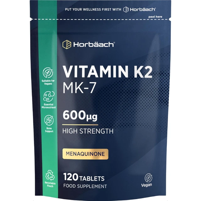 VITAMIN K2 MK7 600mcg 120 Tablets (Not Capsules) High Strength Vitamin ...