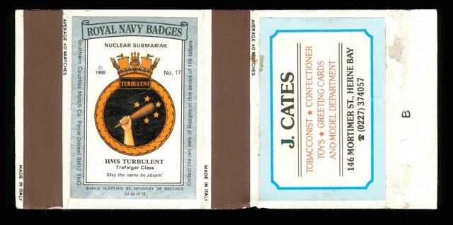 MATCHBOX ROYAL NAVY Crest Badge Nuclear Submarine HMS Turbulent ≠ RN017 ...