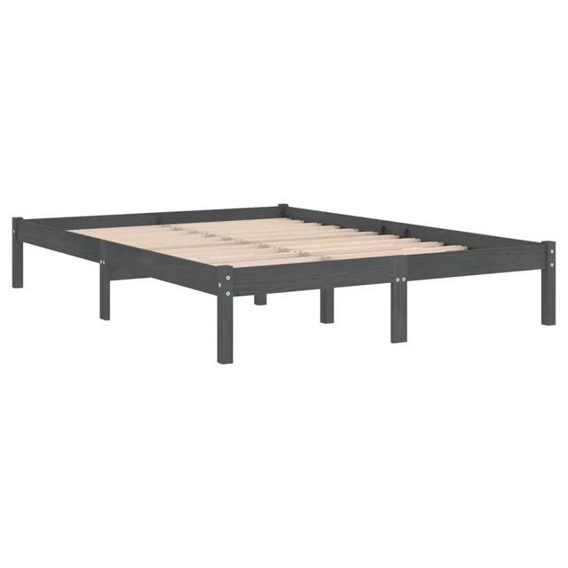 WALPLUS GREY SOLID Wood Bed Frame Without Mattress 200x200cm Modern ...