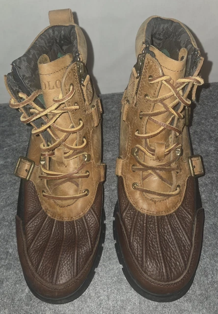 SWEET POLO RALPH Lauren Demond Model Brown Leather Duck Boots Men's ...
