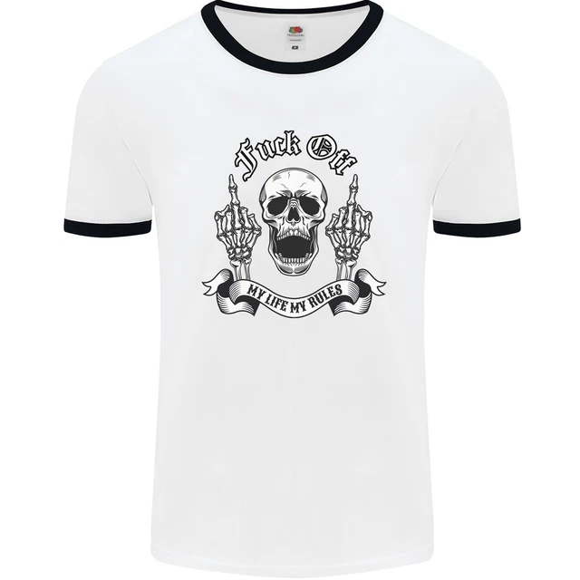 FOOK OFF MES Règles De Vie T-Shirt Ringer À Tête De Mort Pour Hommes ...