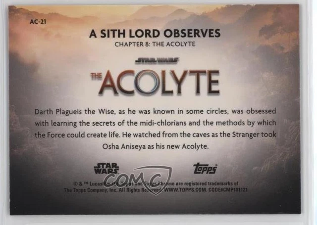 2025 TOPPS CHROME Star Wars Acolyte Darth Plagueis A Sith Lord Observes ...