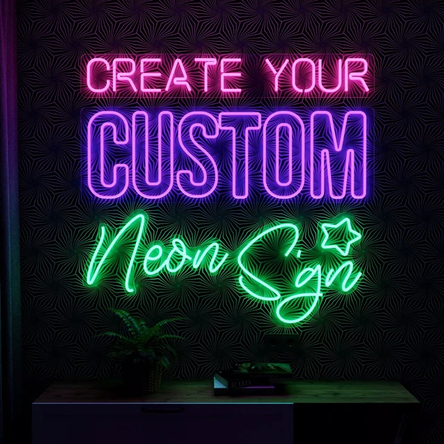 PERSONALIZED NEON SIGN Custom Name Logo Signs Acrylic Wall Decor LED ...