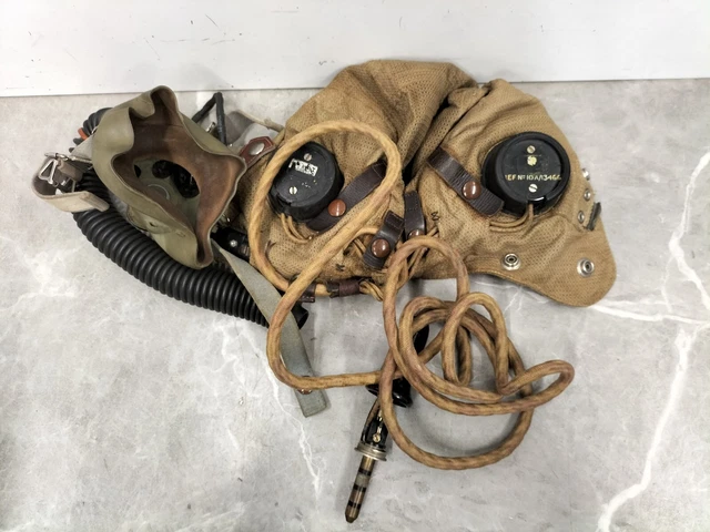 WW2 RAF FLYING Pilot Helmet with Receiver and Oxygen Mask £499.00 ...
