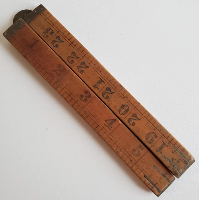 VINTAGE LUFKIN 24& Folding Wood and Brass Ruler No. 7528 Made in Canada ...