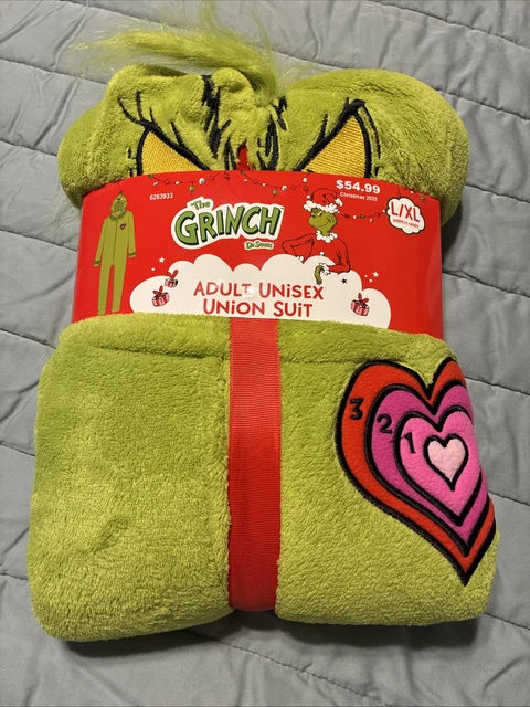 THE GRINCH UNION Suit Pajamas One Piece Costume Women Sz L/XL Christmas ...