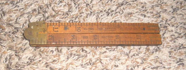 VINTAGE LUFKIN NO. 751 Boxwood 24" Folding Wood Ruler Tool $19.95 ...