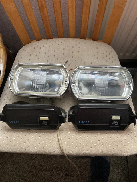 PAIR CLASSIC CAR Lucas square 8 Front fog Spot lights Ford Rover Rolls ...
