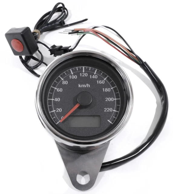 MINI SPEEDOMETER 60MM Electronic Chrome Black LCD for Harley-Davidson ...