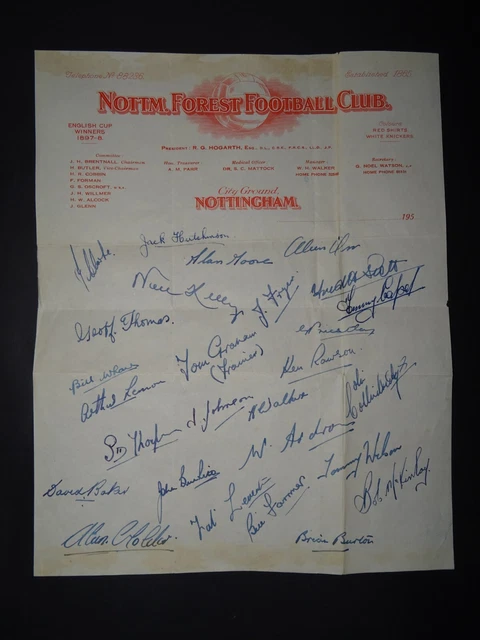 NOTTINGHAM FOREST SIGNED Official Letterhead Autographs 27 Players ...