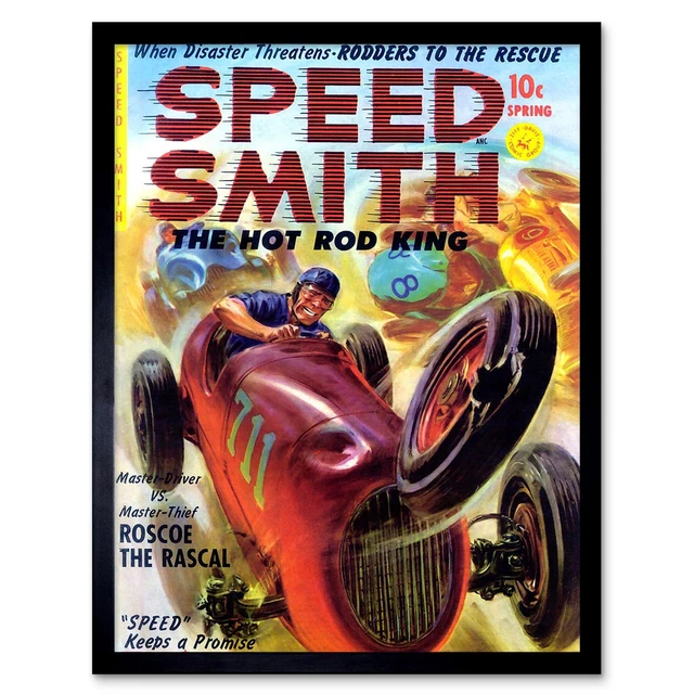 COMICS SPEED SMITH Hot Rod King Roscoe Rascal Car Race Usa 12X16 Framed ...