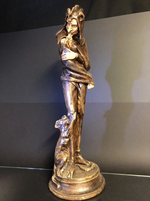 ANTIQUE DEVIL STATUE Sculpture Faust Snake Figurine Mephisto Decor Rare ...