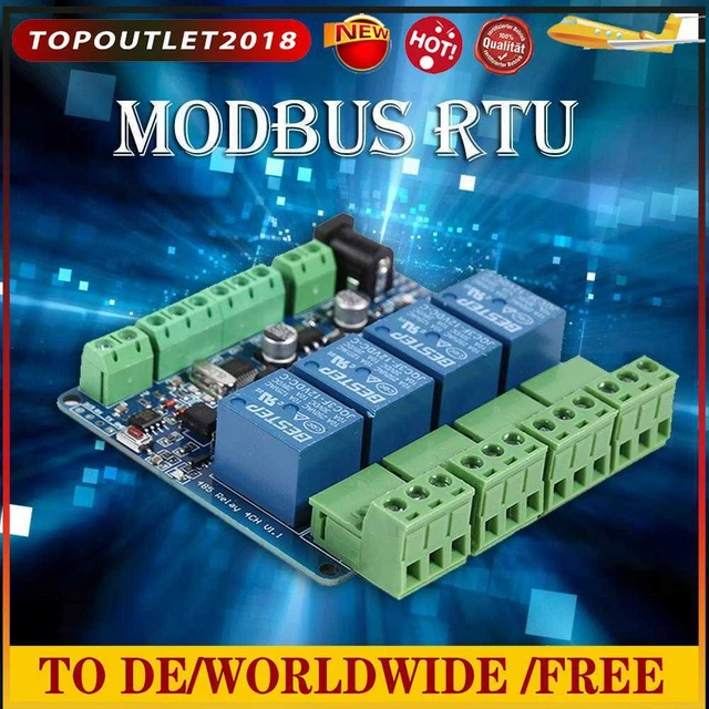 MODBUS-RTU 4 WAY 12V Relay Module Switch 4 Way Relay Output RS485 Communication EUR 7,19 ...