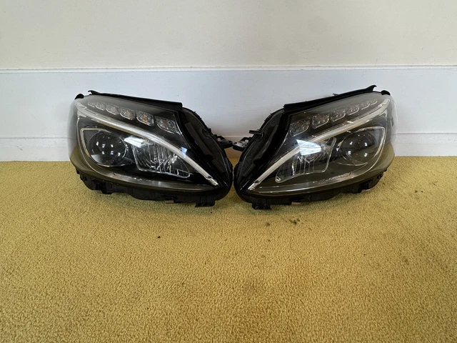 MERCEDES-BENZ W205 C-CLASS FULL LED Headlights Lights Lamps PAIR LEFT ...
