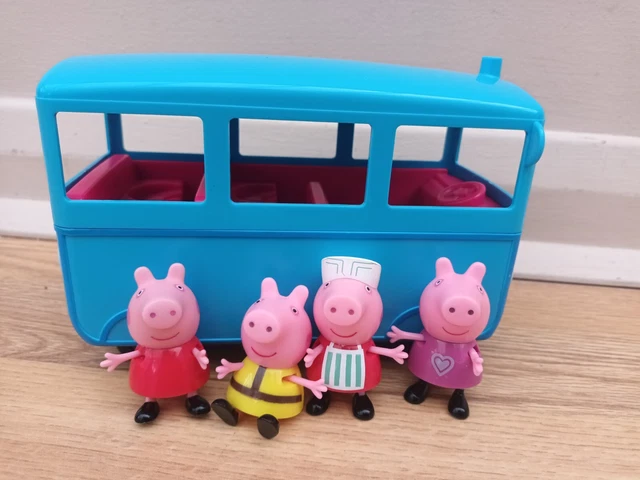PEPPA PIG MISS Rabbit's School Bus With 4 peppa figures Push Along £4. ...