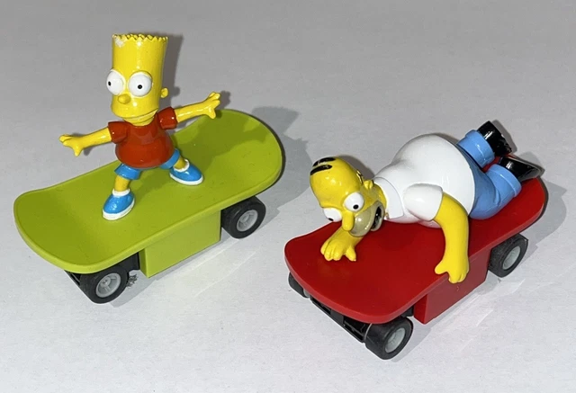 MICRO SCALEXTRIC SLOT Car Bart Simpson Homer Simpson Skateboard working ...