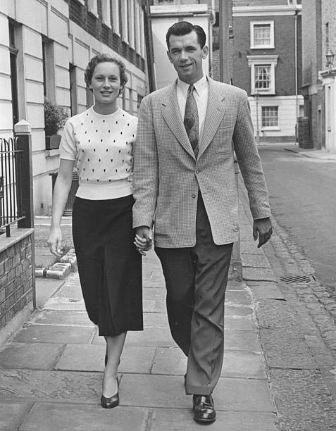 AUSTRALIAN TENNIS PLAYER Mervyn Rose and his wife pictured walk- 1955 ...