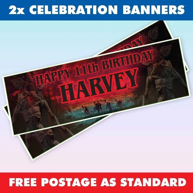 STRANGER THINGS PERSONALISED Birthday Banners 2x Banner Any Name Any ...
