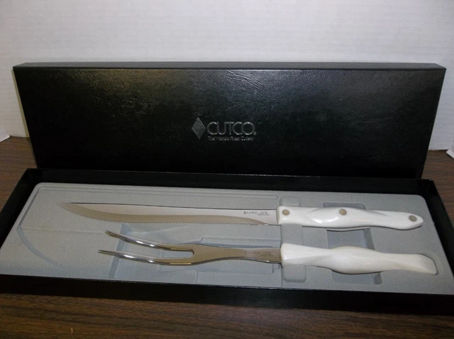CUTCO PEARL WHITE Handled Carving Set 1723 KE 1727 KF Olean, NY USA NEW ...