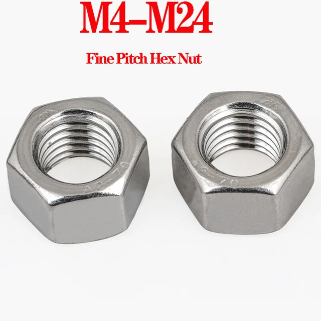 M4/M5/M6/M8/M10/M12-M24 A2 STAINLESS Steel Fine Pitch Hexagon Full Nuts Hex Nut EUR 1,49 ...