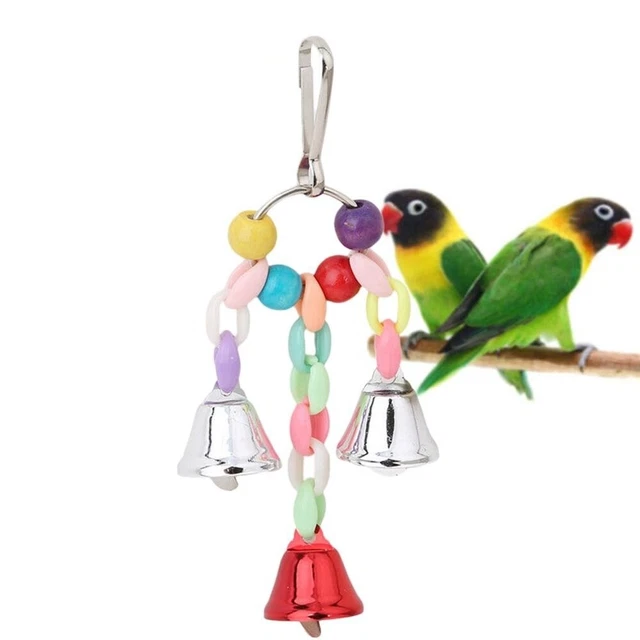 CHAIN FEEDER BUDGIE Game Pet Chew Bell Bird Parrot Toy Hanging Swing ...