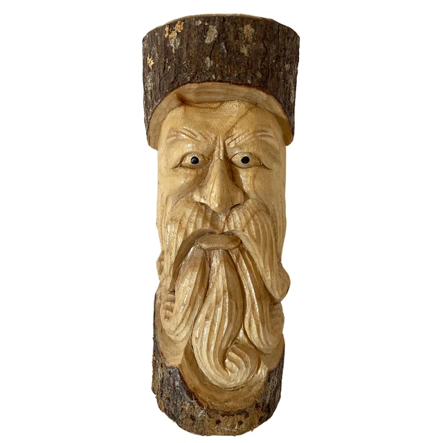 TREE SPIRIT OLD Man Wizard Mask wall art sculpture hand carved Wood 12 ...