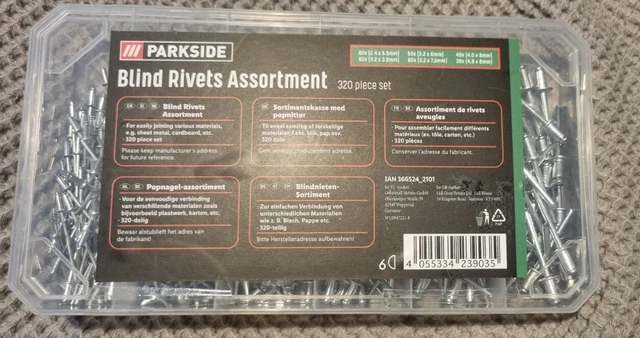 ASSORTIMENTS D'ACCESSOIRES À faire soi-même Parkside rivets aveugles ...
