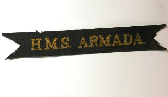 WW2 HMS ARMADA D14 Desroyer Cap Tally Cut Down Genuine 18 cm 1945-60 ...