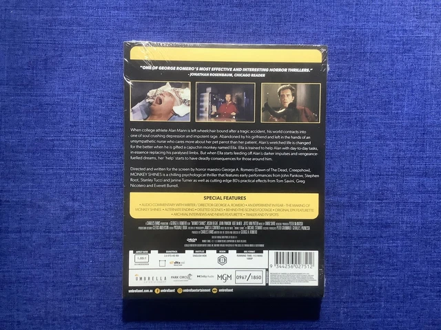 MONKEY SHINES (BLU Ray 1988) Slipcase Ltd Ed 0967/1850 - New Sealed ...